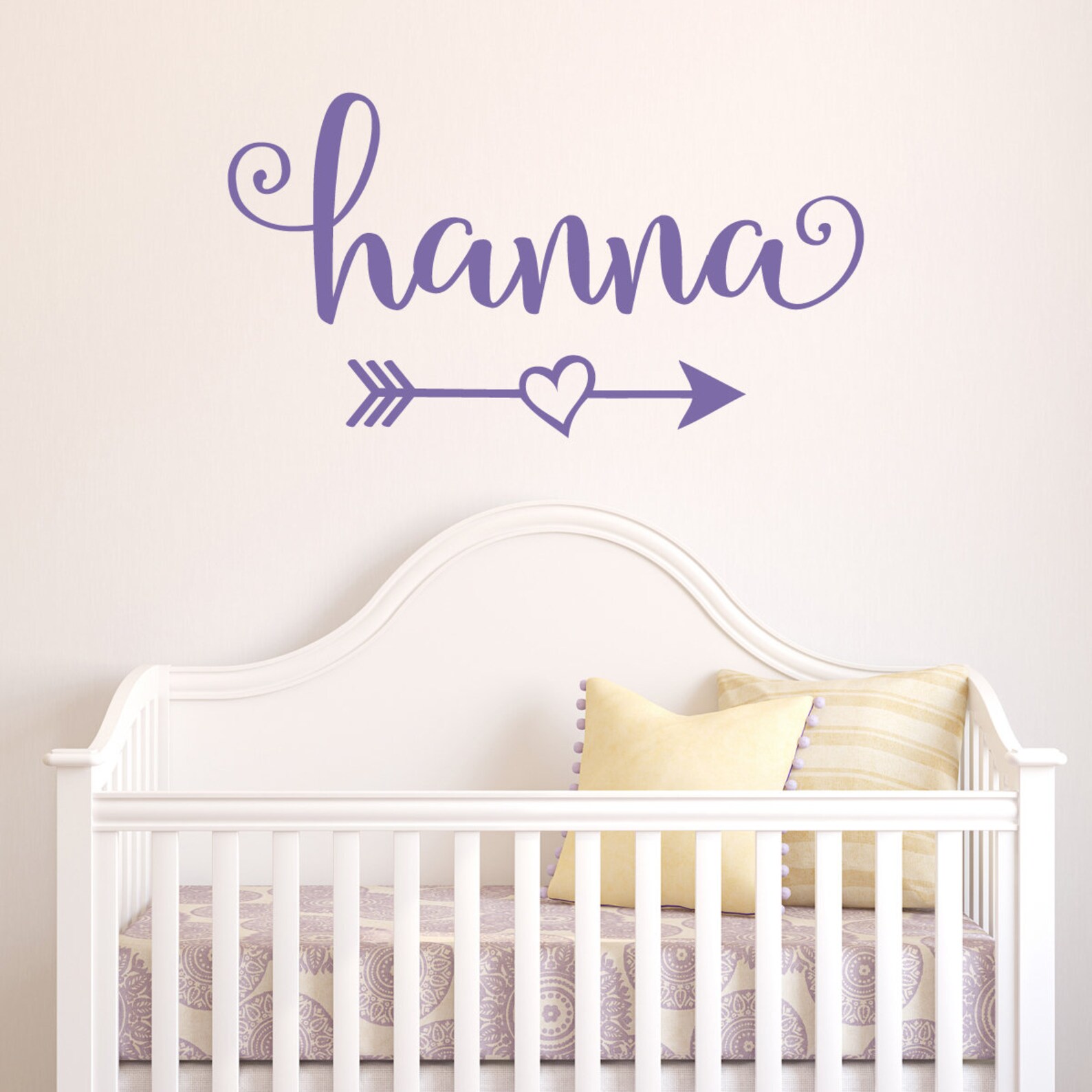 Fancy Name Decal Heart Wall Decal Gold Heart Wall Decal | Etsy