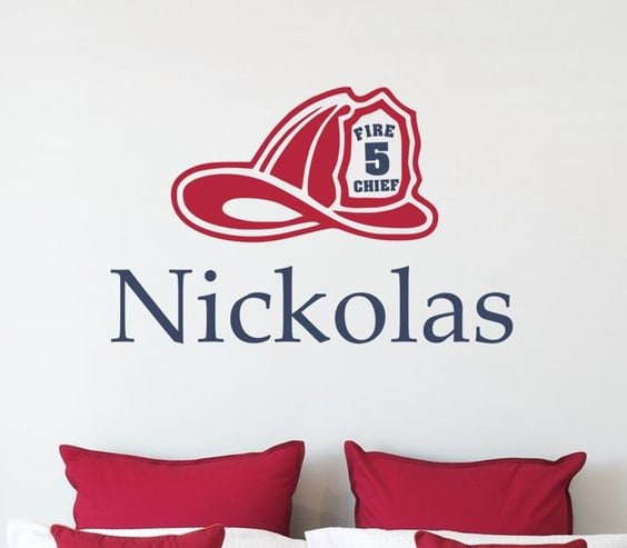 Firefighter Helmet Personalized Wall Decal With Custom Name Font Colors ...