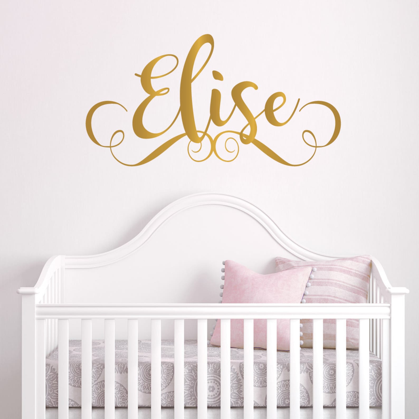 Swirly Fancy Name Decal, Girls Room Gold Wall Sticker, Swirl Vinyl Name ...
