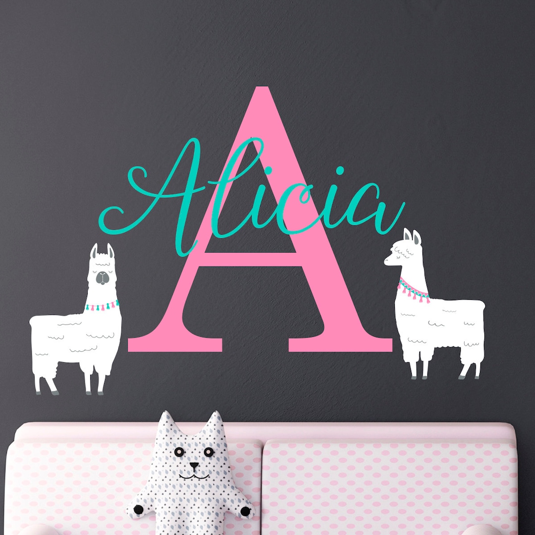 Llama Name Decal, Llama Wall Decal, More Colors and Fonts, Girl Llama ...