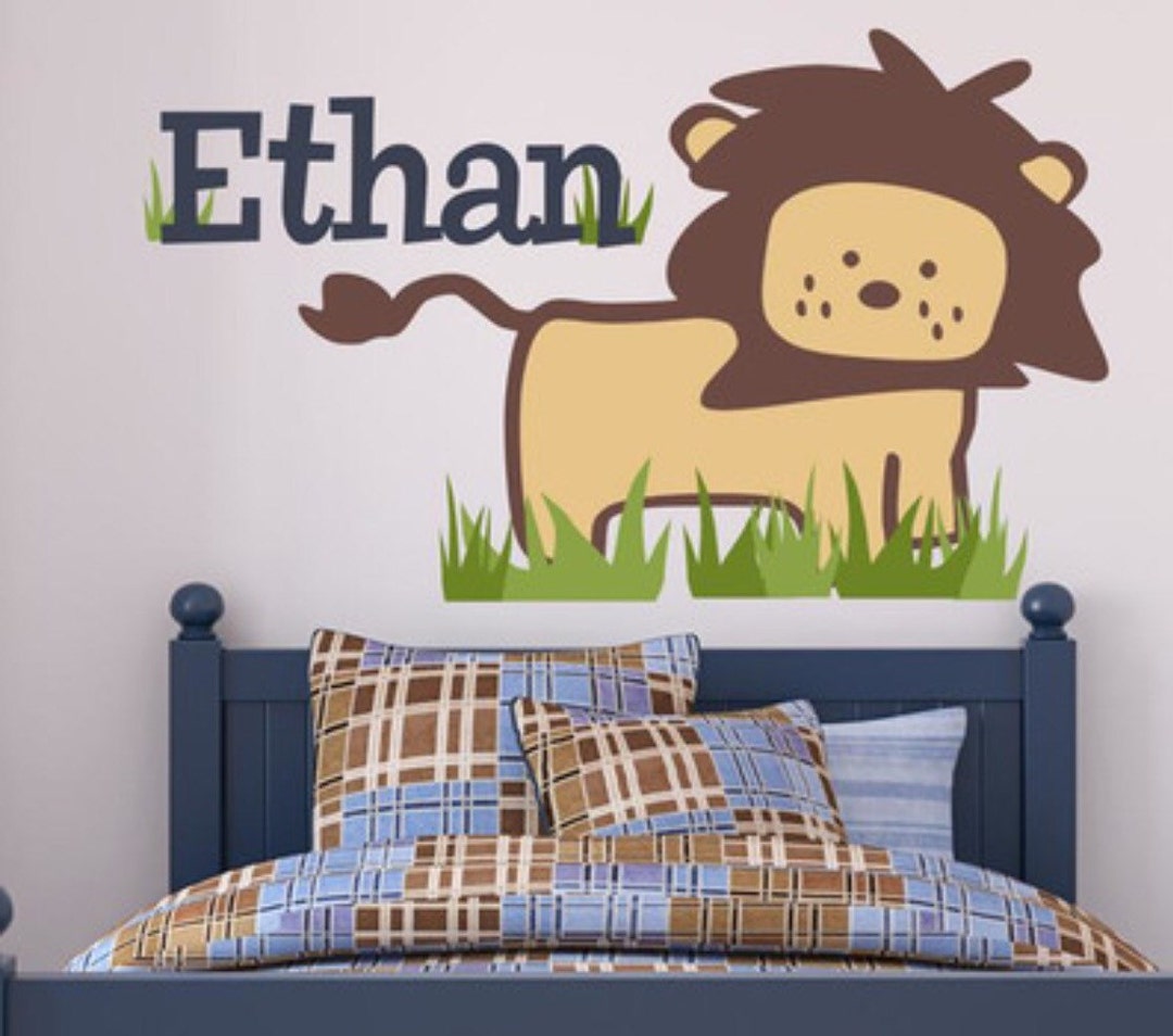 Safari Lion Personalized Name LARGE Safari LION Wall Decal - Lion ...