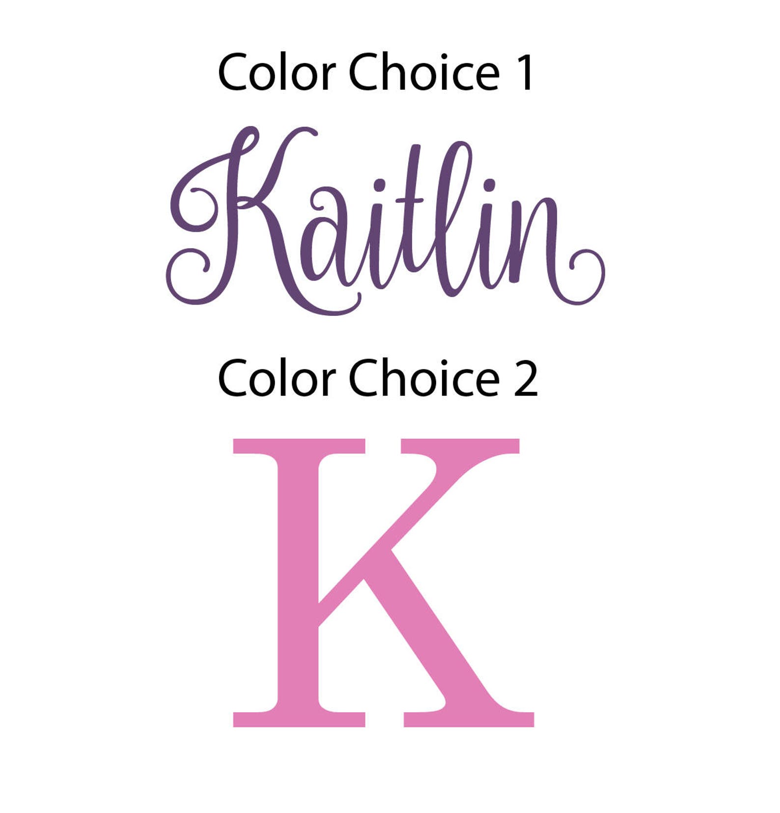 Cute Name and Initial Vinyl Wall Decal Gold Swirly Custom Colors Font ...