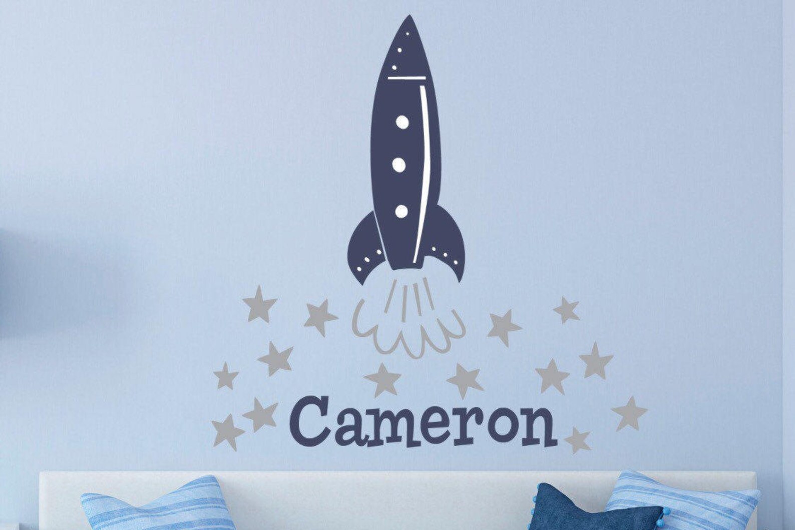 Space Wall Decal, Rocket Name Large, More FONT COLOR Choices, Space ...