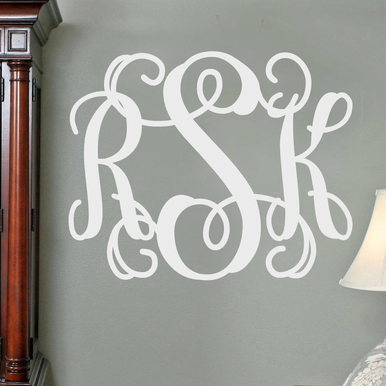Monogram LARGE Wall Decals Fancy Swirly Vine Personalized | Etsy