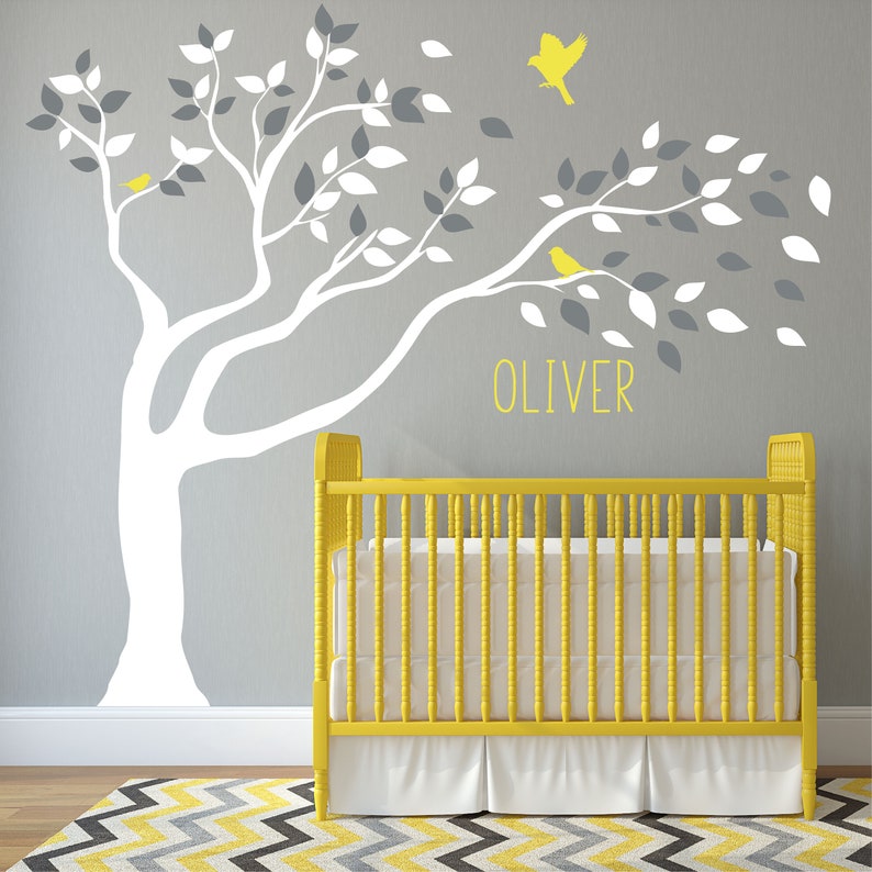 Wind blown large tree with wall decal Personalize with name | Etsy