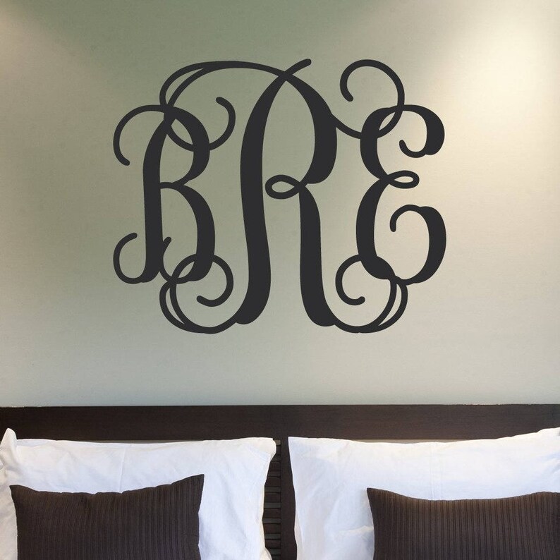 Monogram LARGE Wall Decals Fancy Swirly Vine Personalized | Etsy