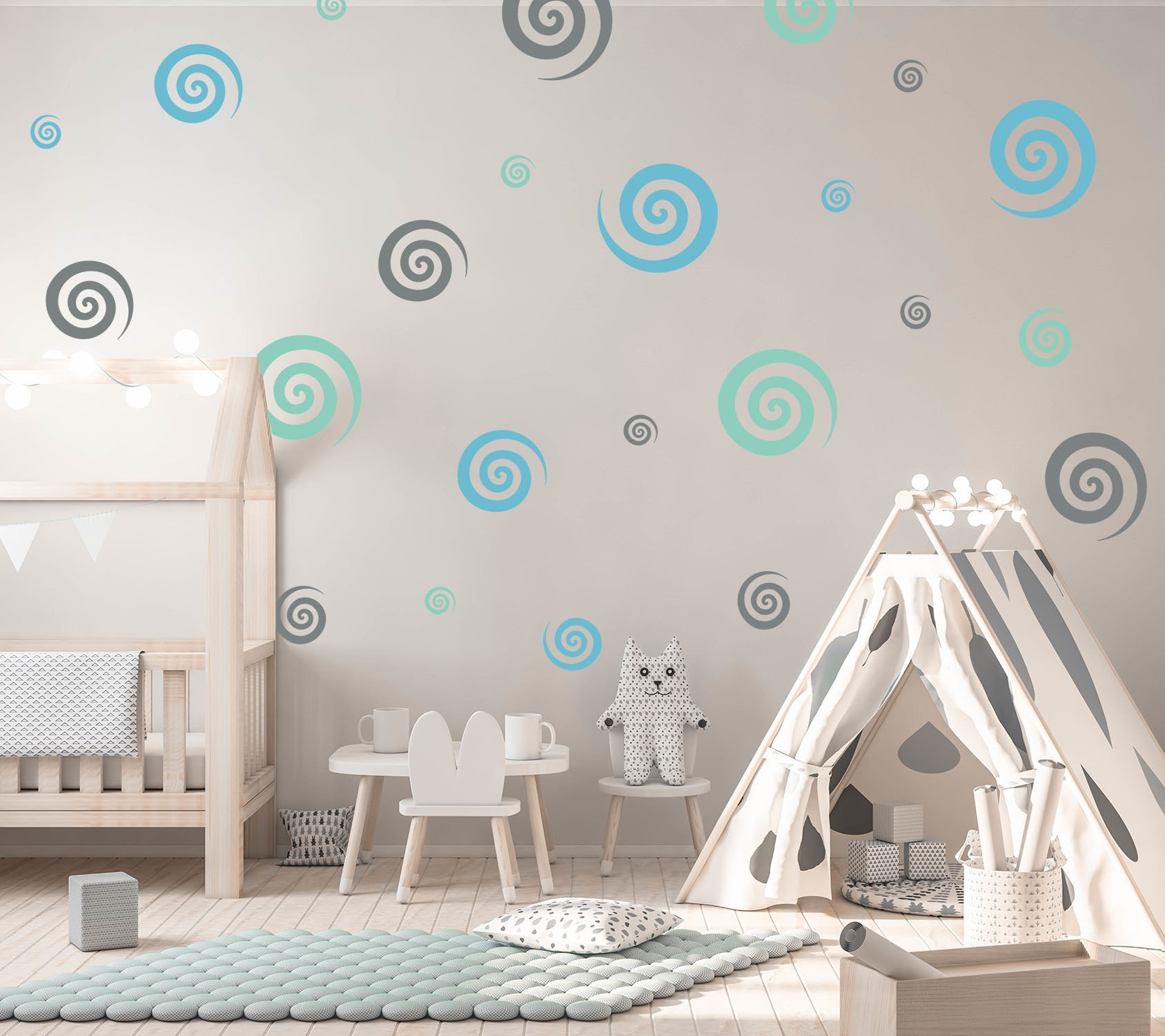 Choose Your Own Colors Swirly Swirls Wall Decal - Circle Swirls Koru ...