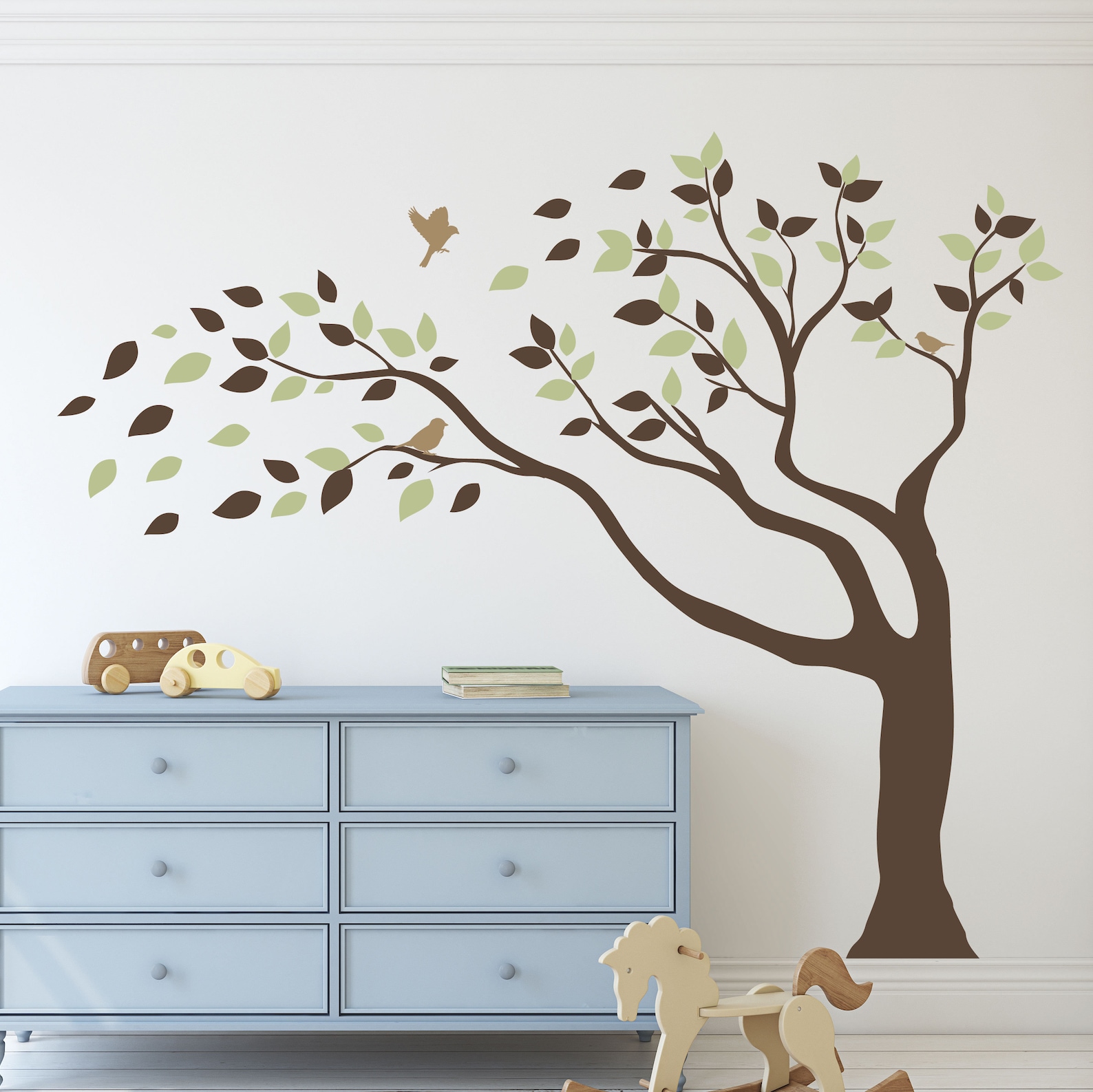 Wind Blown Large Tree With Wall Decal | Personalize With Name and ...