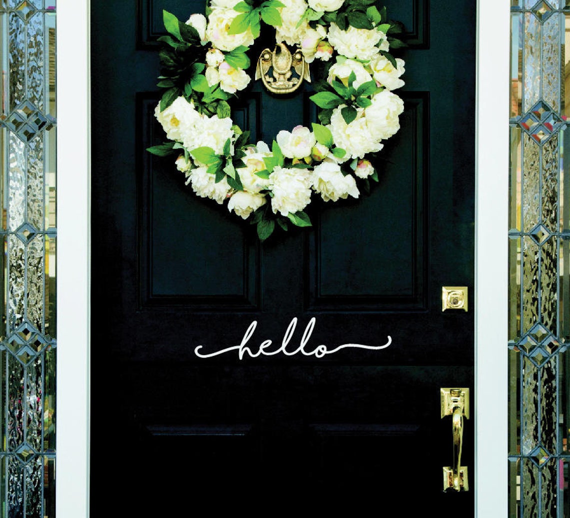 Hello Door Vinyl Decal Hello Front Door Sticker Hello Door - Etsy