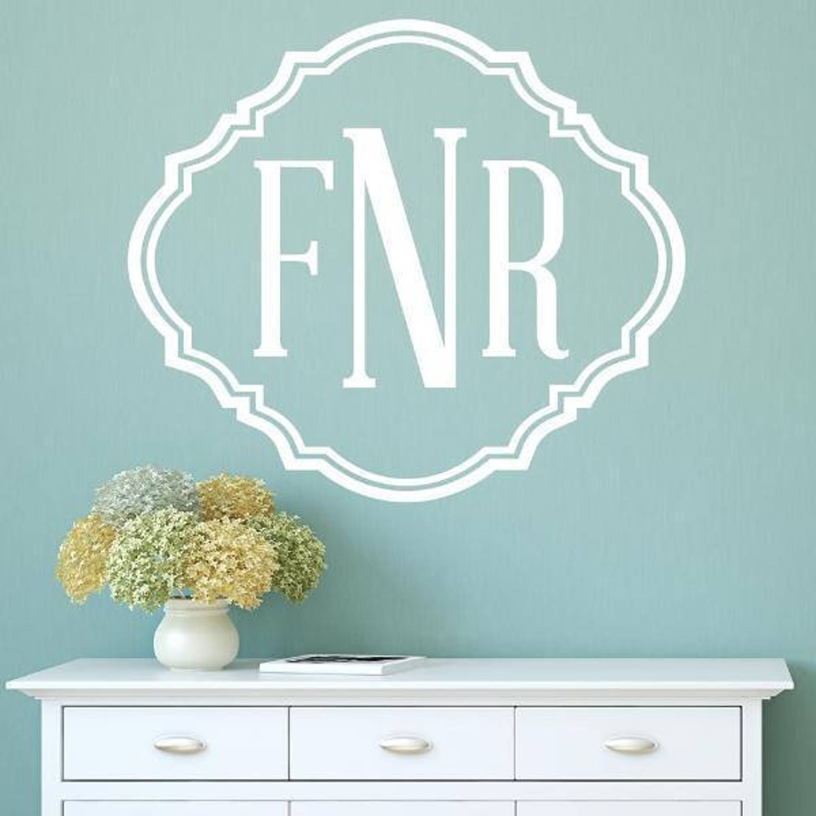 Monogram Decal LARGE Initials Wall Sticker L Wedding Wall Decal ...