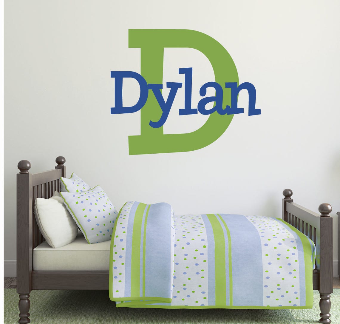 Boys Initial Name Wall Decal Custom Name Colors Stickers for - Etsy