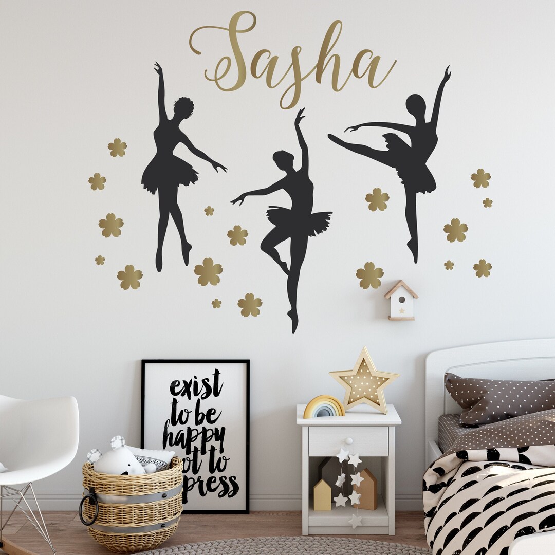 Personalized Ballet Wall Decal Large Dance BALLERINA Dancers Vinyl Gold ...