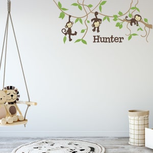 Monkey Personalized Name LARGE MONKEY Vine Mural Wall Decal, Monkeying ...