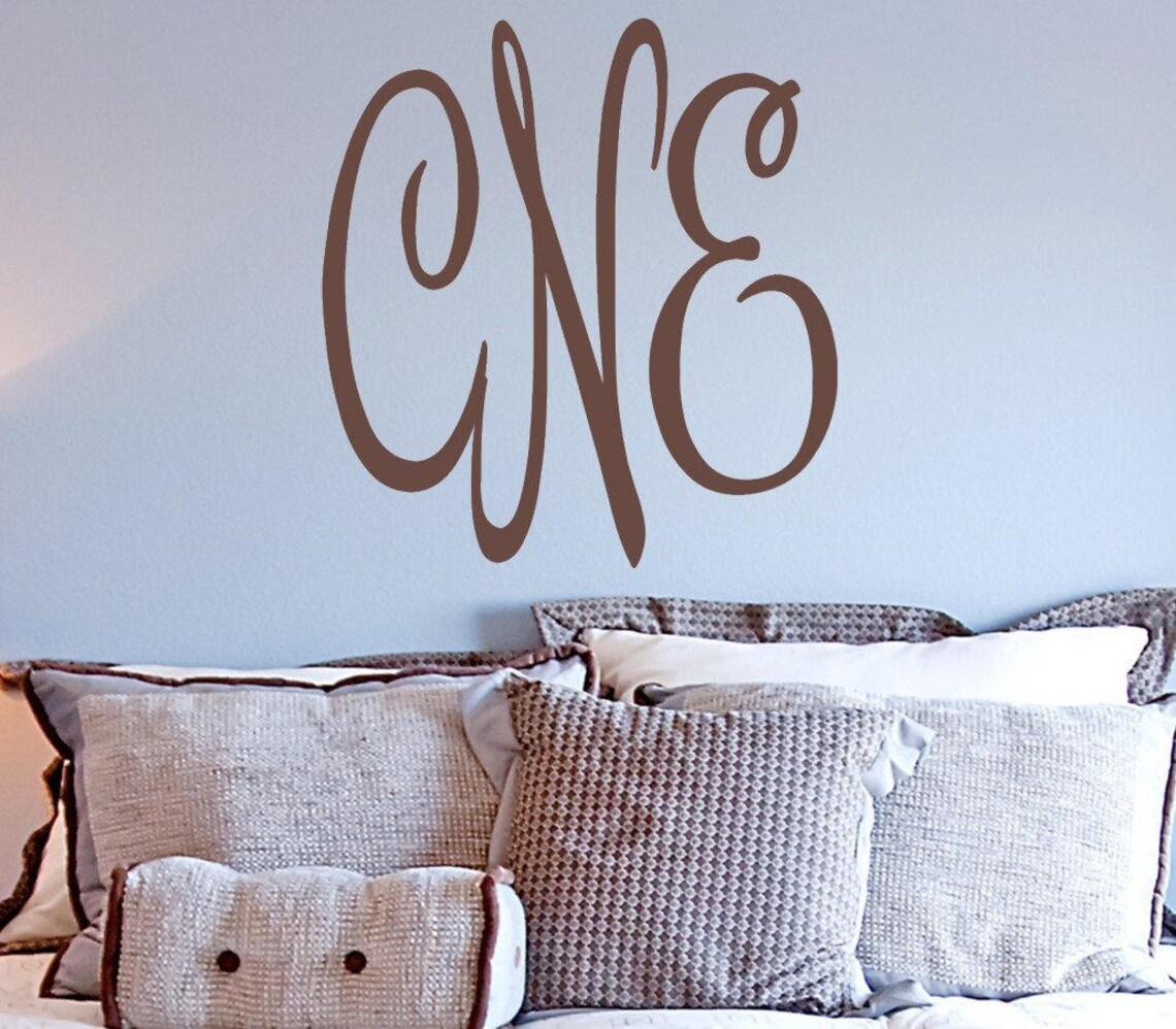 Monogram Decal LARGE Wall Decal Script Wall Decal Custom - Etsy