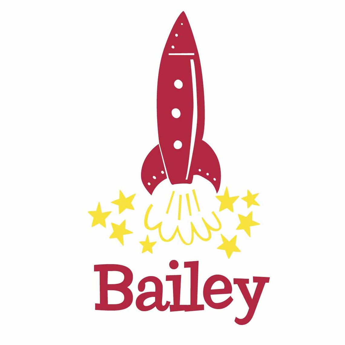Space Wall Decal Rocket Name Large More FONT COLOR Choices - Etsy