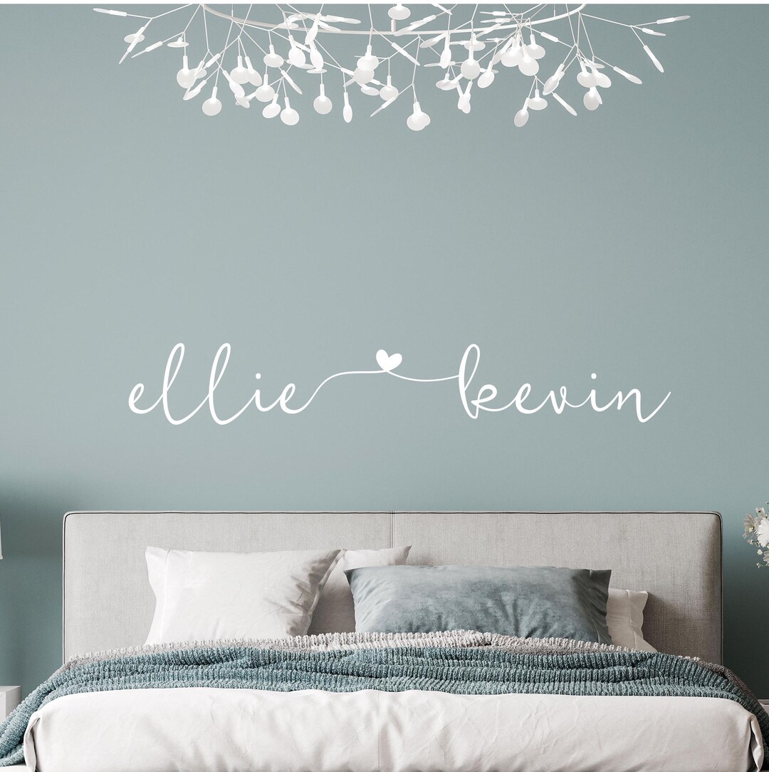 Personalized Simple Custom Couples Names Vinyl Modern Wall Decal Script ...
