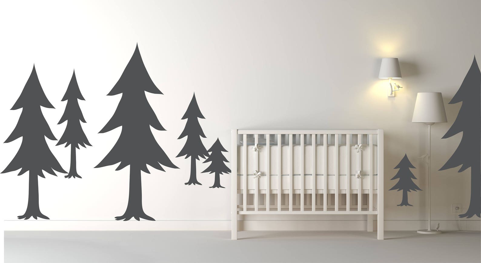 Pine Tree Mural Woodland Trees Woodland Wall Decal Woodland | Etsy