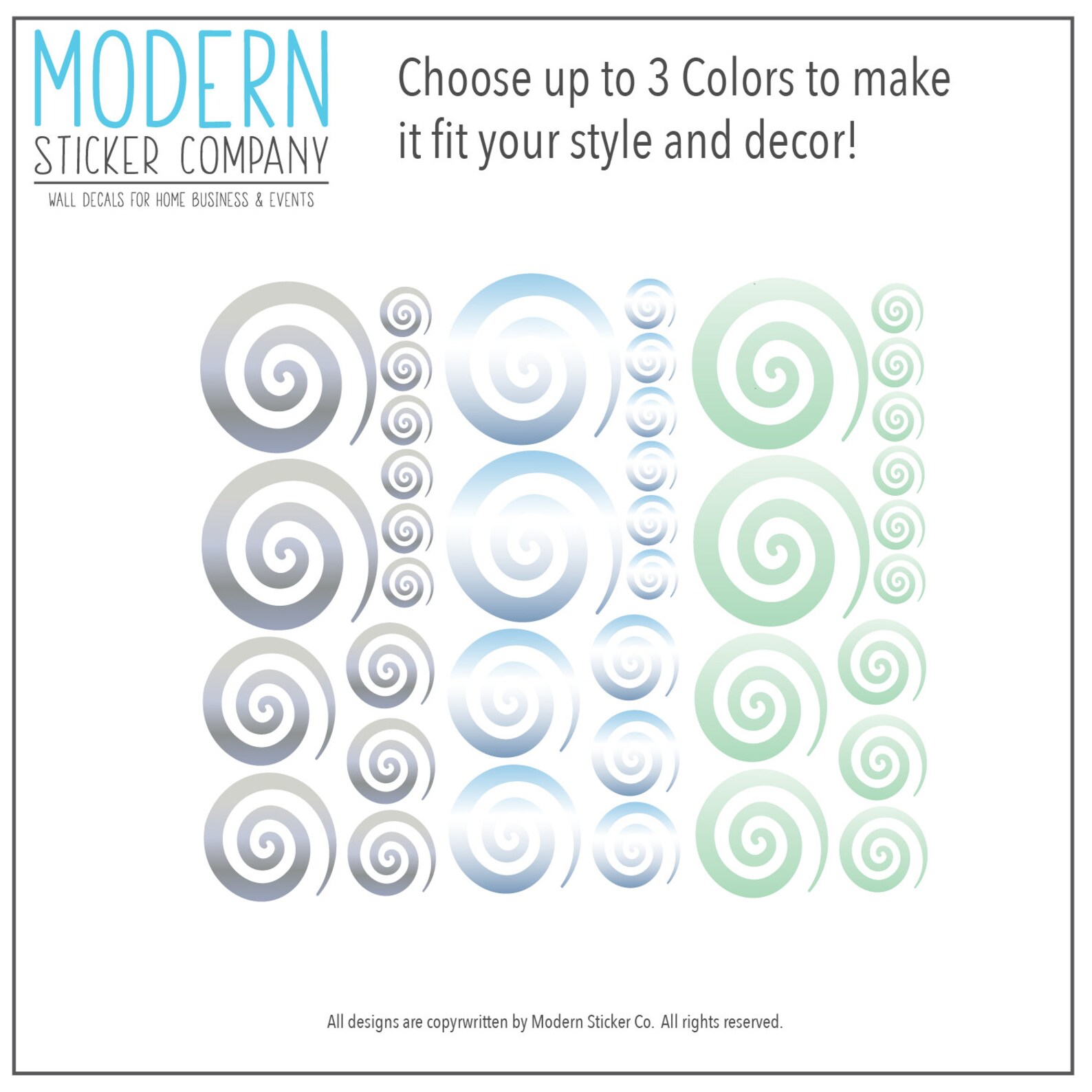 Choose Your Own Colors Swirly Swirls Wall Decal - Circle Swirls Koru ...