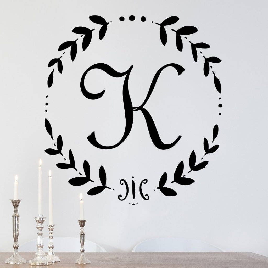 Monogram Vine Decal Wall Decal LARGE Monogram Wall Decal | Etsy