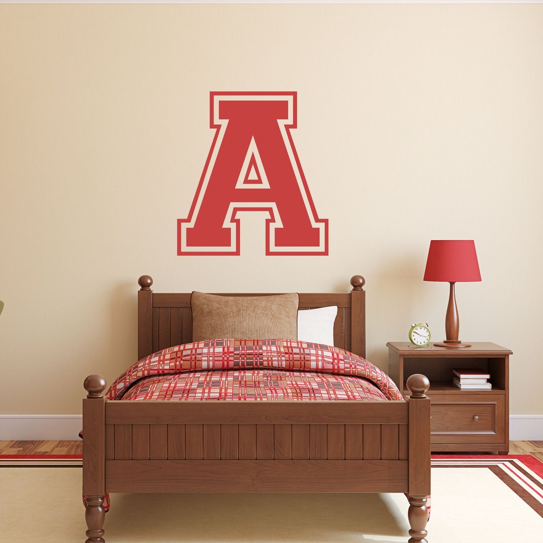 Varsity Custom Initial Monogram Vinyl Wall Decal Choose Color Jersey ...