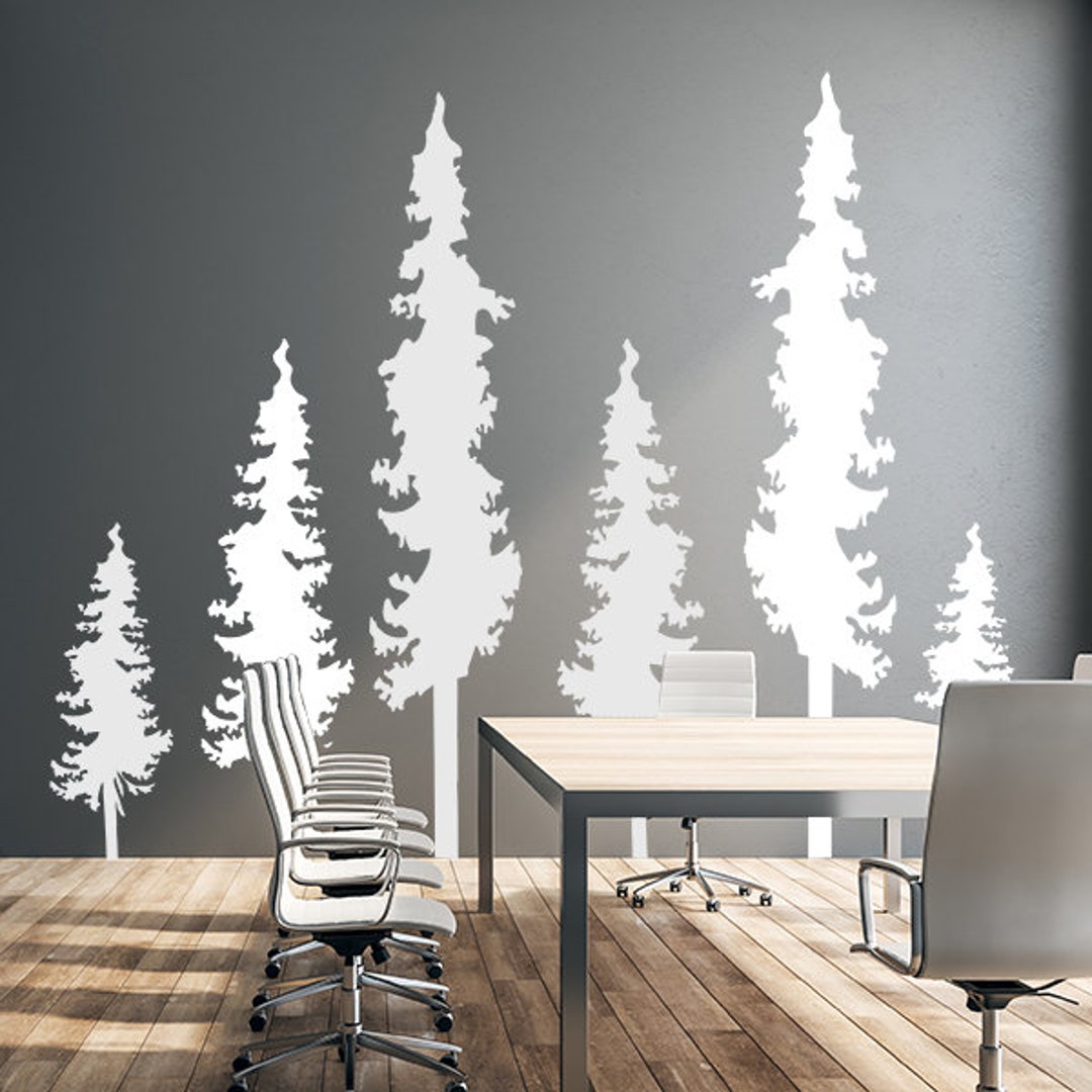 Choose Colors Pine Trees Wall Decals, Woodland Decor, Large Pine Trees ...