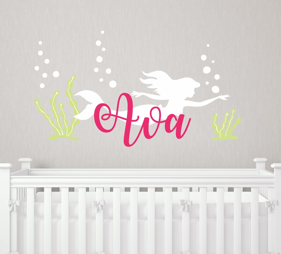 Mermaid Name Wall Decal - Little Mermaid Inspired Wall Decal Decor ...