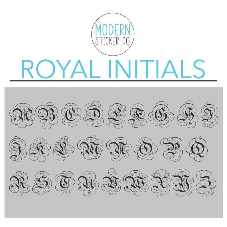 Royal Initial Monogram Wall Decal Fancy Swirly Vinyl Sticker - Etsy