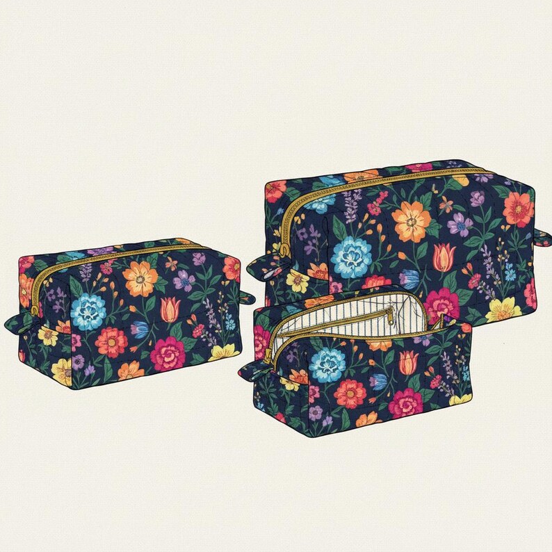 Makeup Bag Sewing Pattern PDF | Small Medium Large Sizes | Zipper Pouch ...