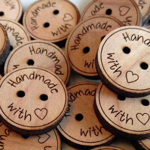 Custom Button Design Personalized Wood Button Engraved - Etsy