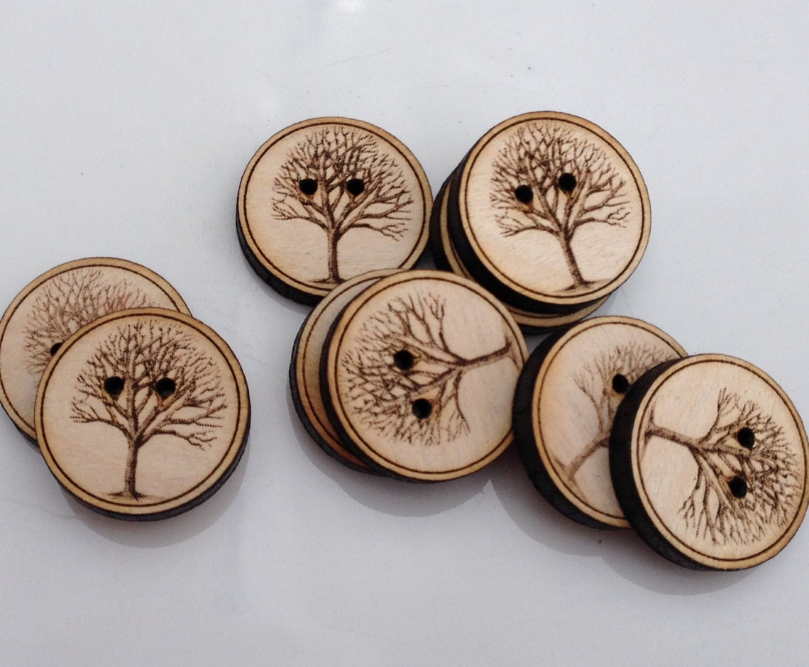 Custom Button Design Tree Button Personalized Wood Button | Etsy