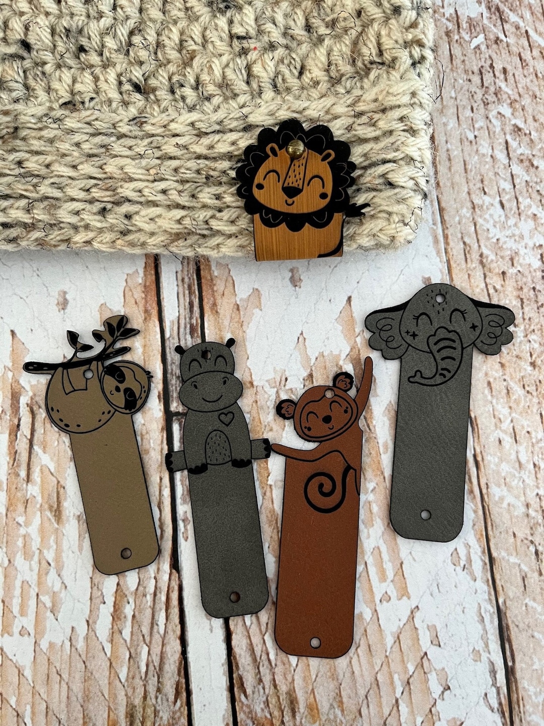 Jungle Animal Tags, Rivet Tags, Lion, Sloth, Monkey, No Sew Tags, Faux ...