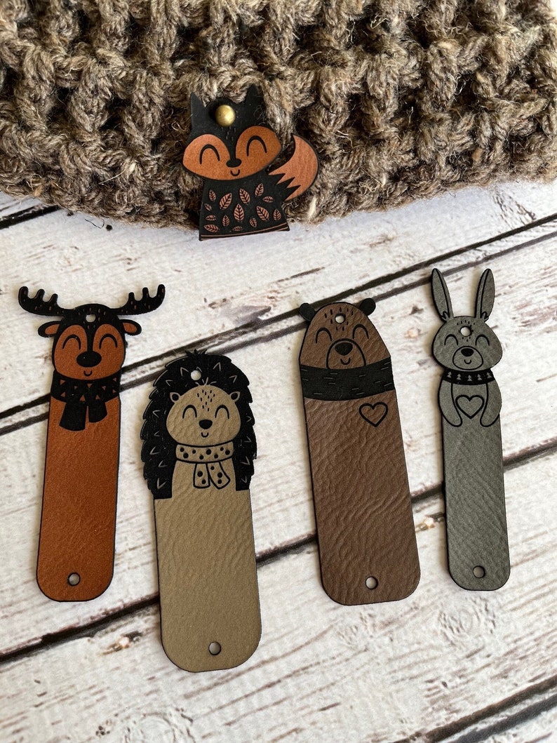 Forest Animal Tags, Bear, Fox, Rivet Tags, No Sew Tags, Ultra Suede ...