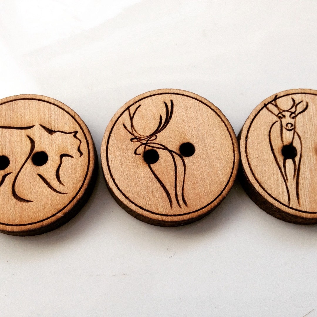 Forest Animal Button, Custom Button, Design, Button, Personalized, Wood ...