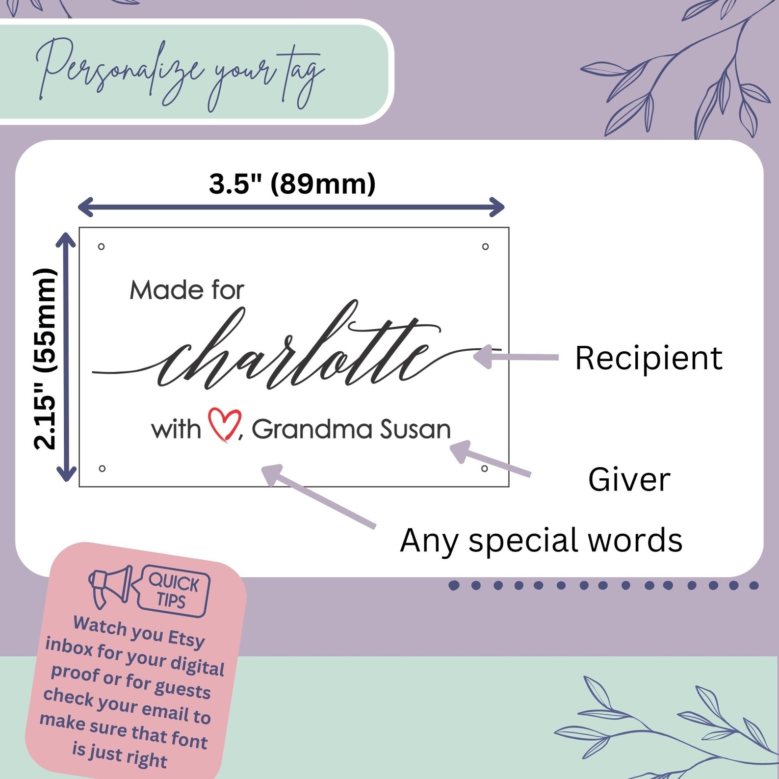 Colour Large Blanket Tag, Label for Blanket, Wedding Gift, Couple Name ...