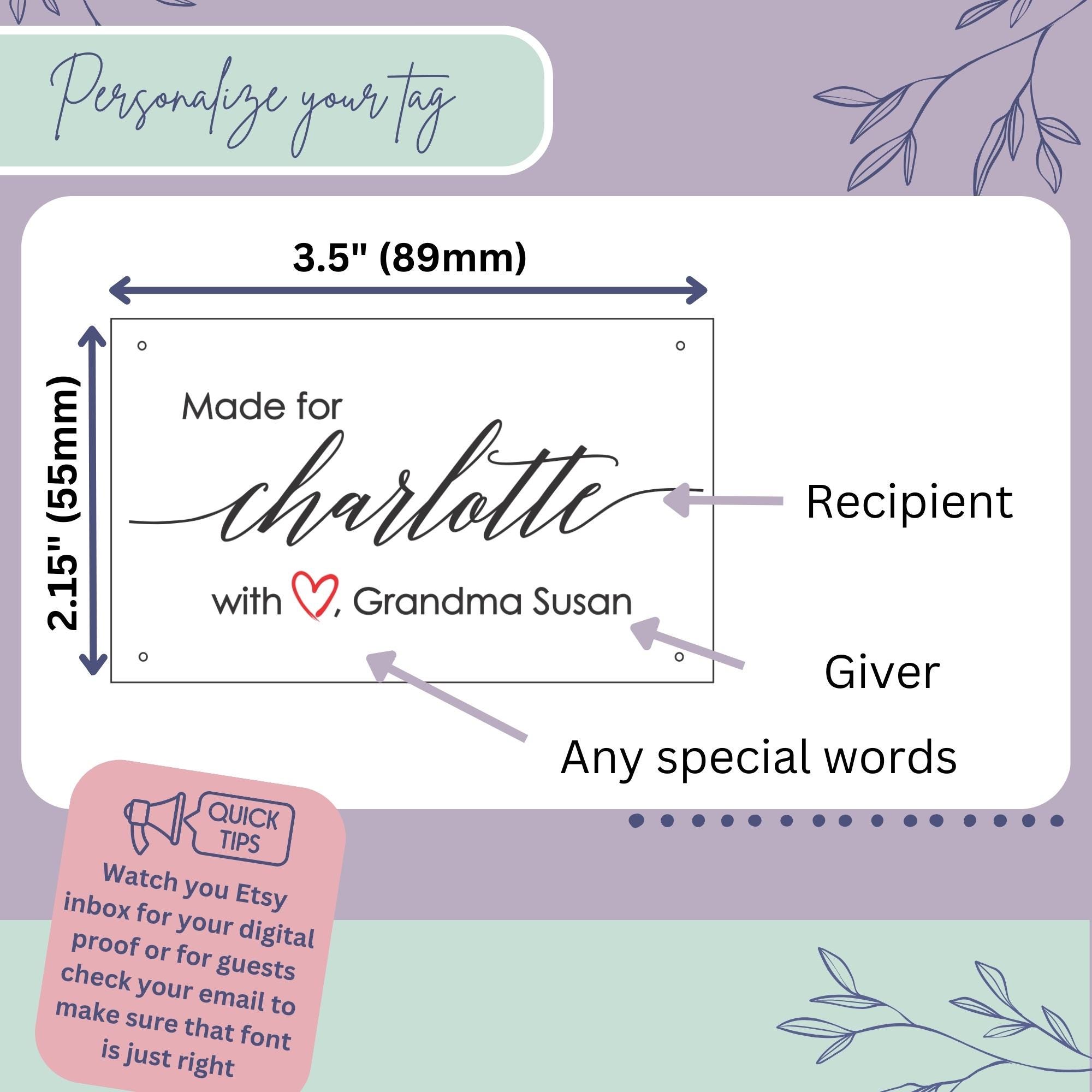 Colour Large Blanket Tag, Label for Blanket, Wedding Gift, Couple Name ...