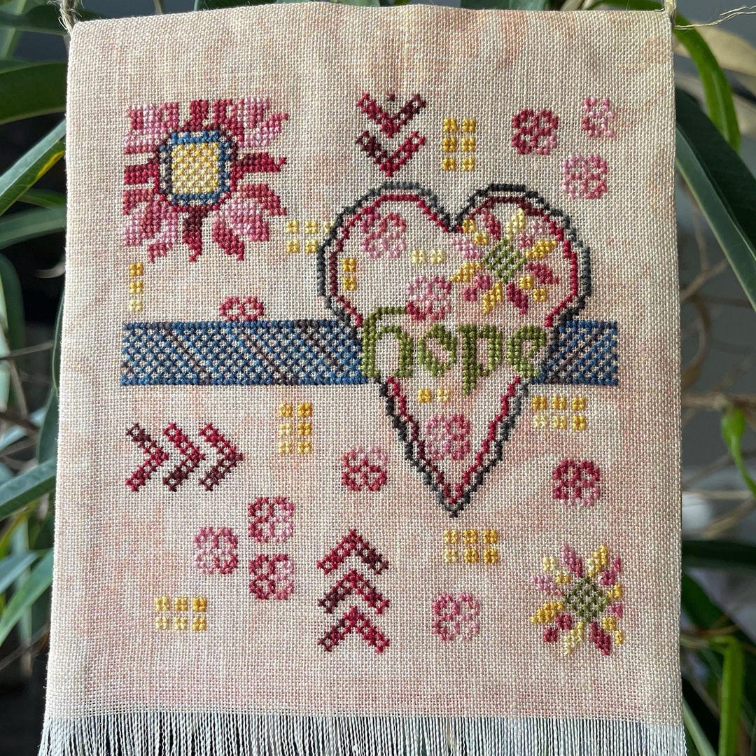 Hopeful Heart Prayer Flag Digital Cross Stitch Pattern PDF Instant ...