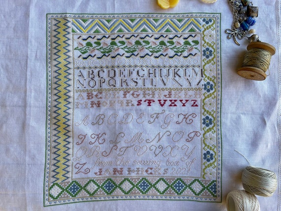 Sewing Box Sampler 1 Antique Sampler Reproduction Pdf - Etsy