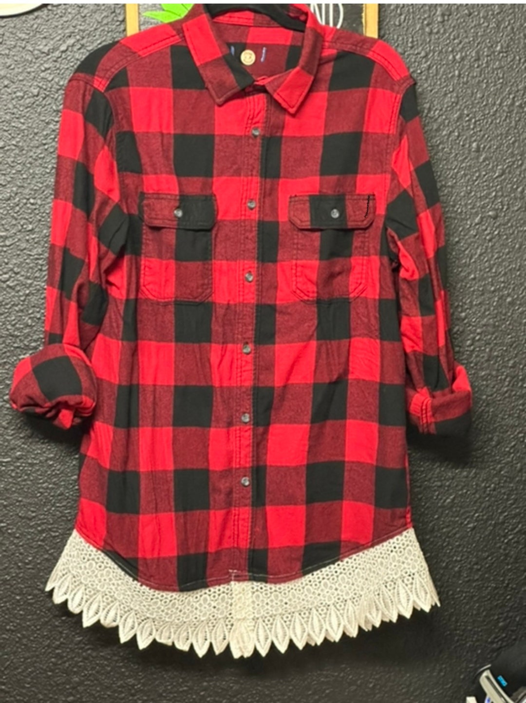 CUSTOM MEDIUM up Cycled Flannel With Lace - Etsy
