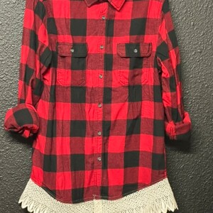 CUSTOM MEDIUM up Cycled Flannel With Lace - Etsy