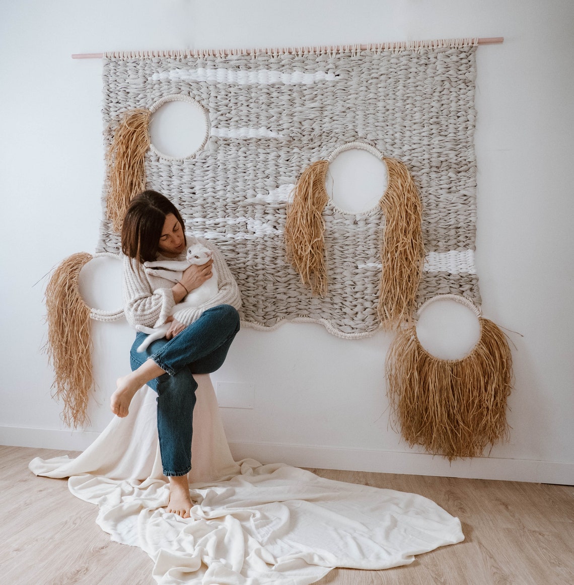 Full Moon Handwoven Macrame Fiber Art - Etsy