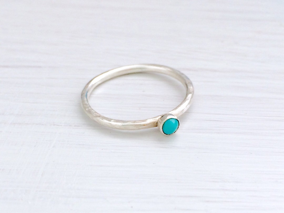 Turquoise Ring, Blue Stone Ring, Gemstone Stacking Ring, December Birthstone, Turquoise Gemstone ...