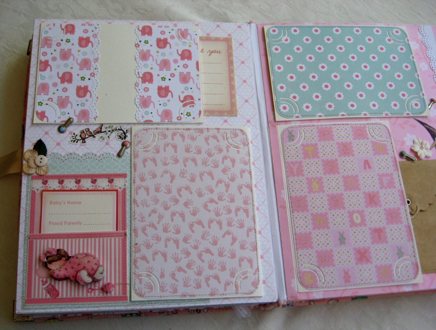 Personalized Baby's First Year Photo Album, Baby Girl Photo Memory Book ...