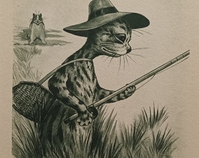 Original Louis Wain Vintage Cat Print From 1935 Mr Tom the Cat Goes ...