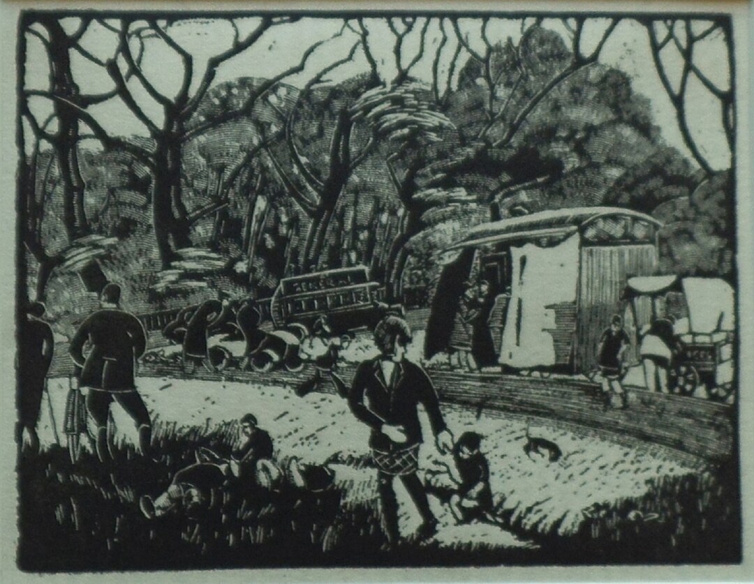 Guy Malet Rare Vintage Wood Engraving Print - Bank Holiday on Wimbledon ...