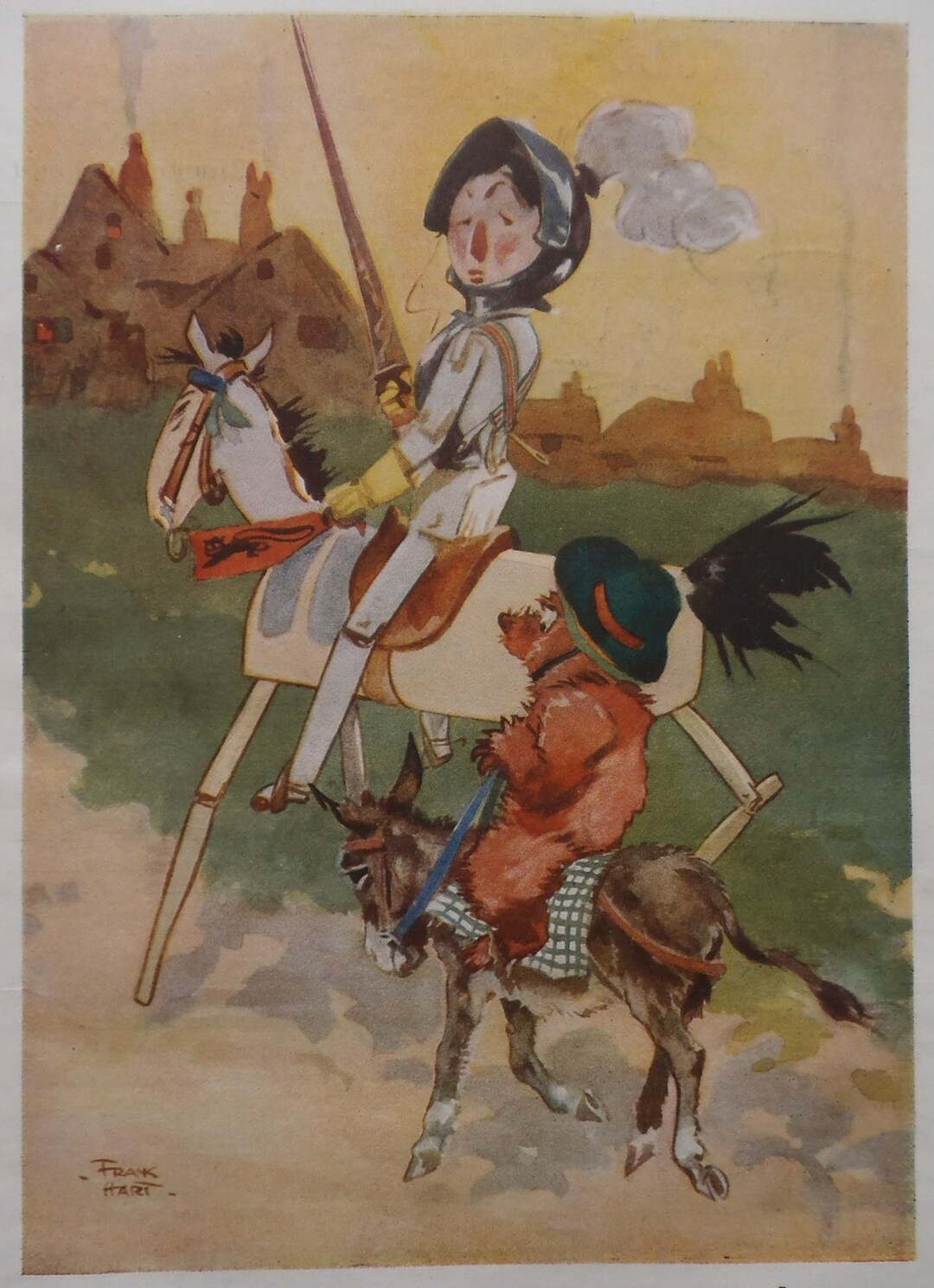 Children's Print of Don Quixote and Sancho Panza Antique Print 1914 ...