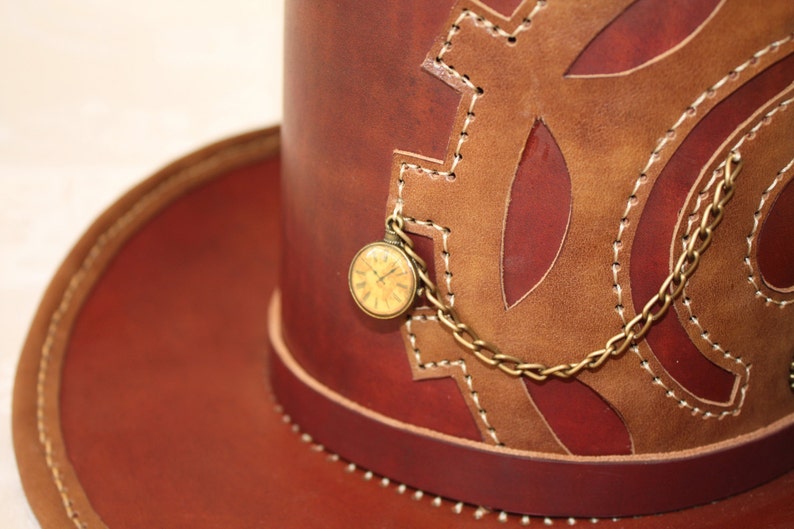 Steampunk Leather Top Hat With Clock Parts - Etsy
