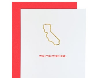 Wish You Were Here North Carolina Paper Clip Letterpress Card - Etsy