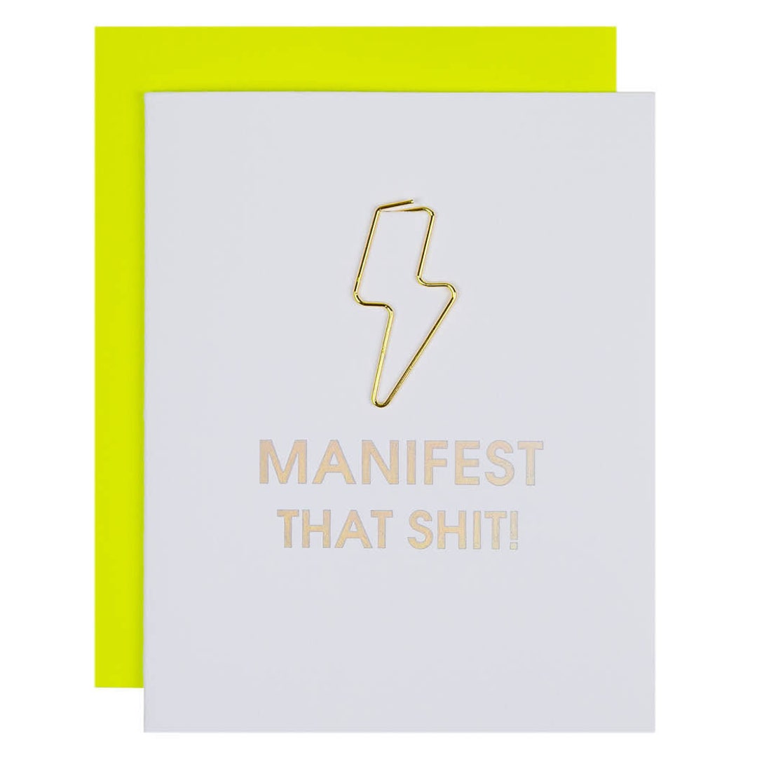 Manifest That Shit Paper Clip Letterpress Card - Etsy