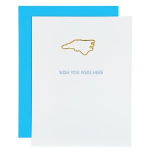 Wish You Were Here North Carolina Paper Clip Letterpress Card - Etsy