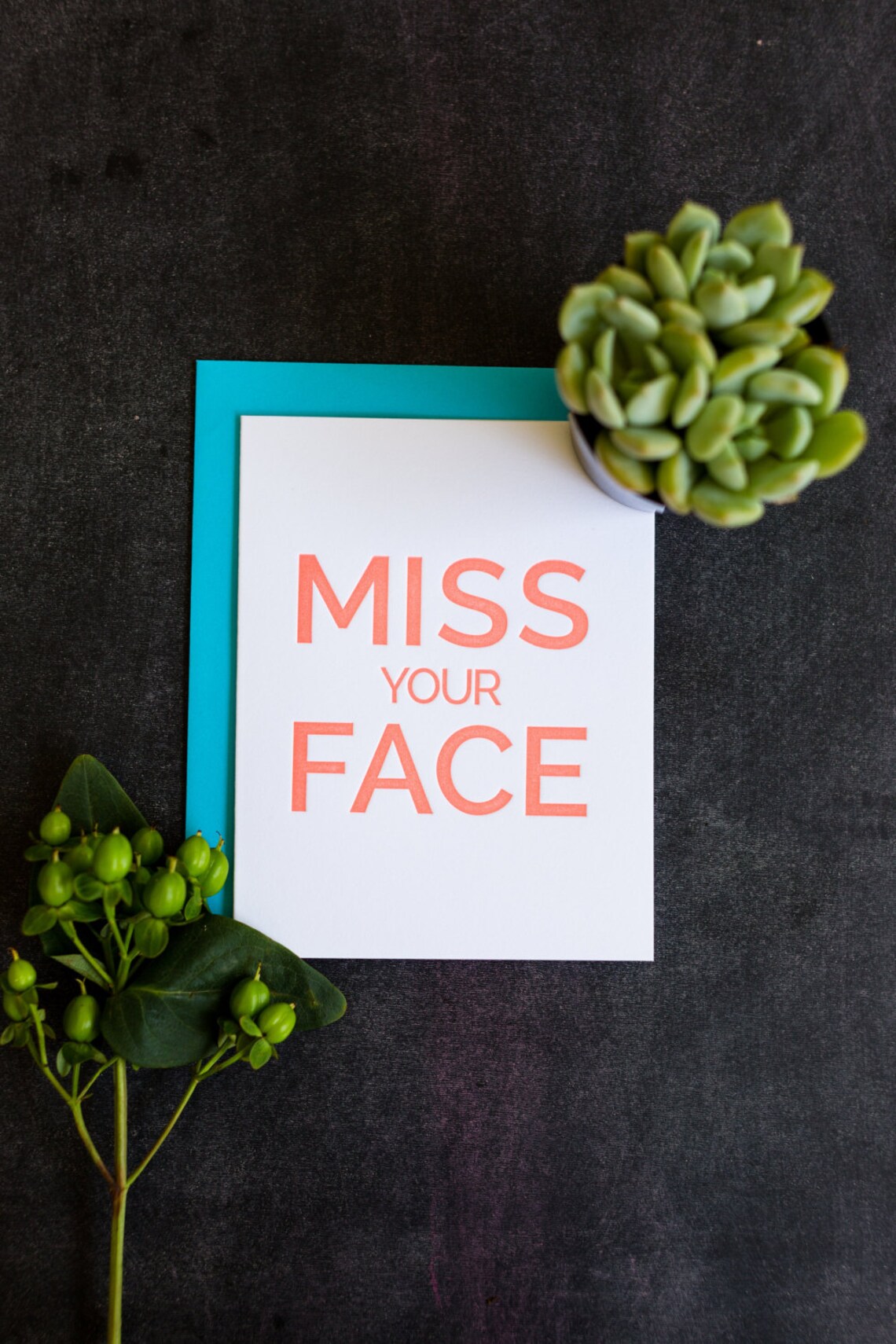 Miss You Card. Miss Your Face Letterpress Card | Etsy